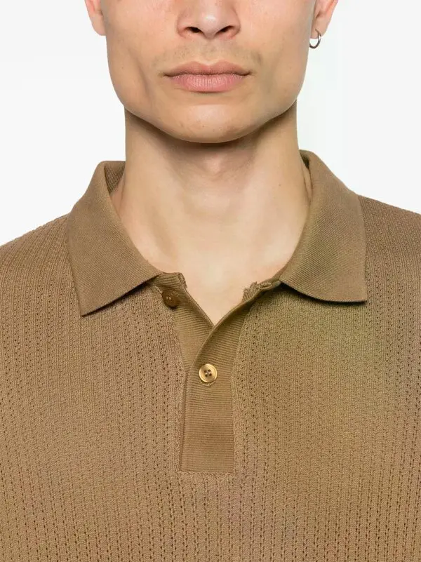 SAMSOE SAMSOE Sajase Button Knitted Polo Shirt - Neutrals
