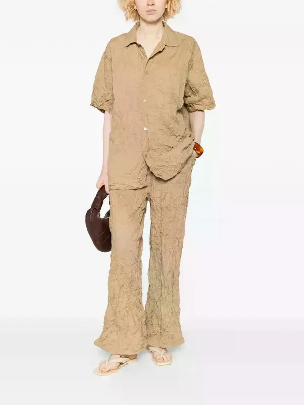 GONGDID DESIGN Crinkled Flared Trousers