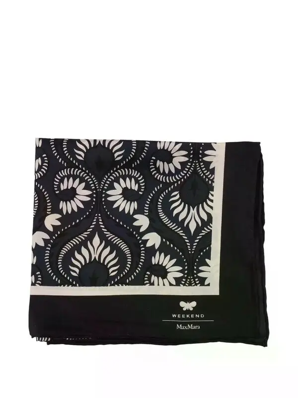 Max Mara Floral Stole Foulard Mantella - Blue