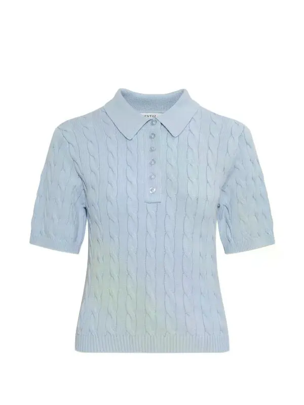 GESTUZ Cable-knit Polo Top