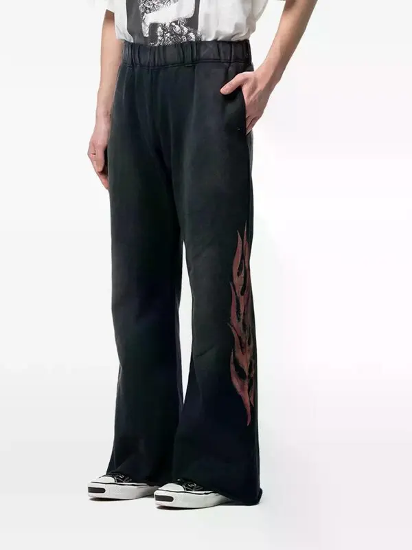 KAMIYA Bootcut Trousers With Flame Print