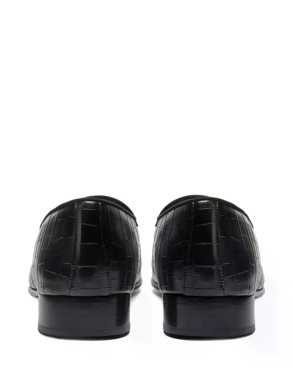 GIUSEPPE ZANOTTI Crocodile Metal Logo Loafers - Black