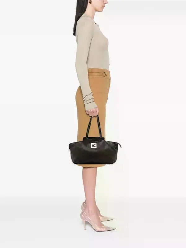 Fendi Medium Ff Nubuck Chains Tote Bag