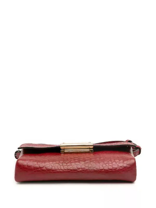 Burberry Embossed Grain Check Leather Langley Crossbody Bag
