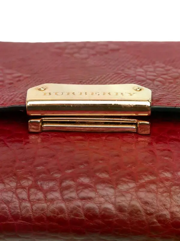 Burberry Embossed Grain Check Leather Langley Crossbody Bag