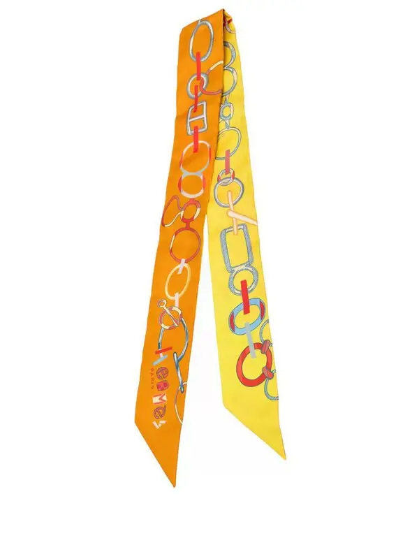 Hermès 2000-2025 Do Re Boucles Silk Twilly Scarf Scarves - Orange