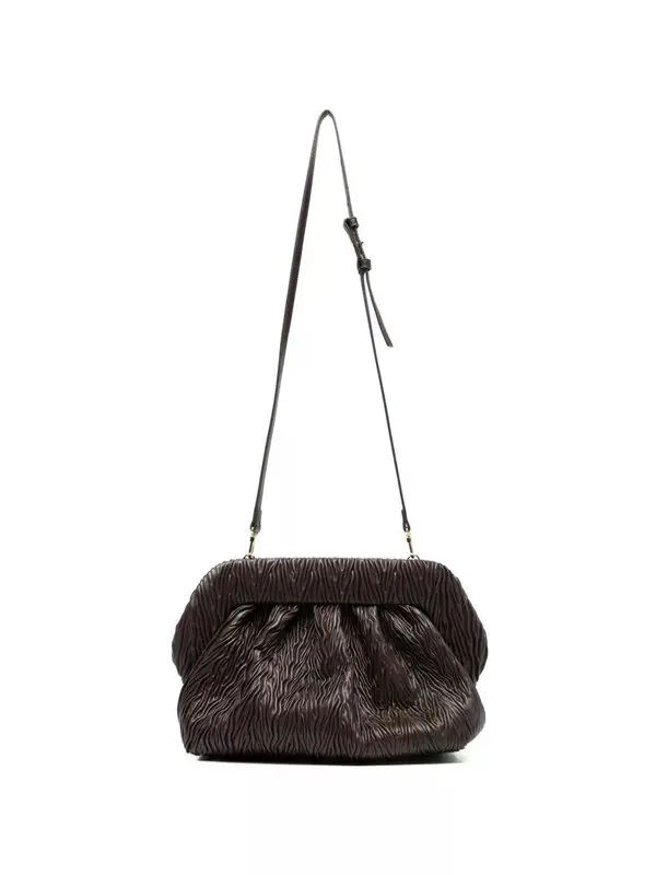 THEMOIRE Bios Gathered Leather Clutch - Brown
