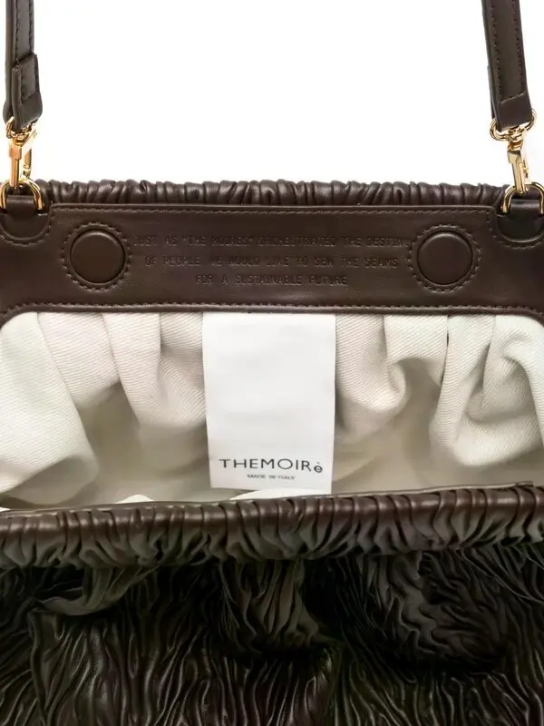 THEMOIRE Bios Gathered Leather Clutch - Brown
