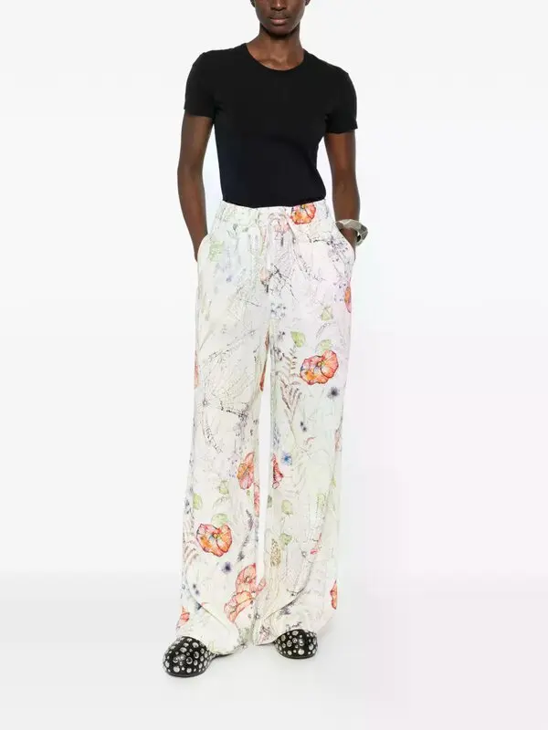 Alexander McQueen Floral Print Trousers - Neutrals