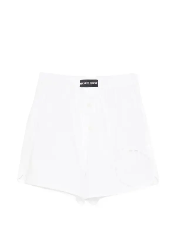 MARINE SERRE Elasticated-waistband Shorts - White