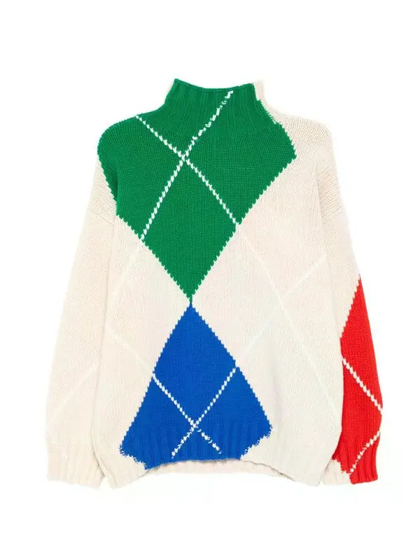 JW Anderson Argyle Turtleneck Sweater - White