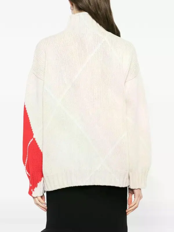 JW Anderson Argyle Turtleneck Sweater - White