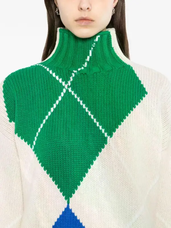 JW Anderson Argyle Turtleneck Sweater - White