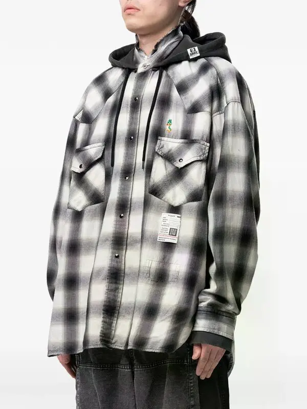 Mihara Yasuhiro Hooded Checkered Shirt - Black