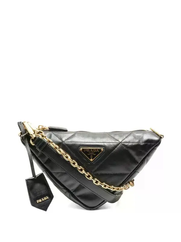 Prada Triangle-shaped Quilted Cross Body Bag - Black