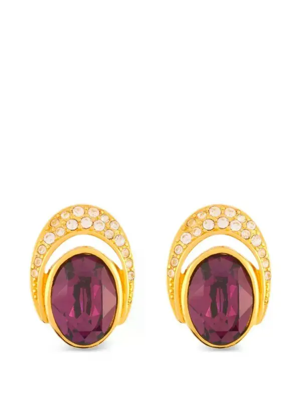 Dior 1980s Swarovski And Amethyst Earrings - Gold