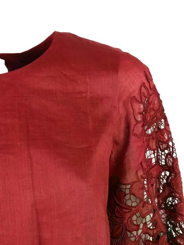Max Mara Lace-sleeve Top - Red