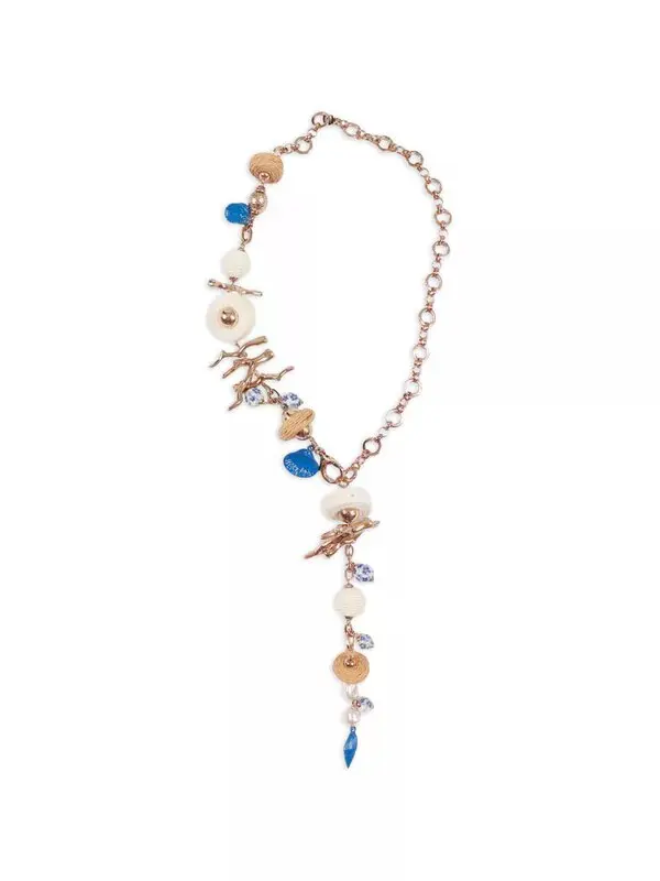 Max Mara Sea-shells Beaded Necklace - Pink
