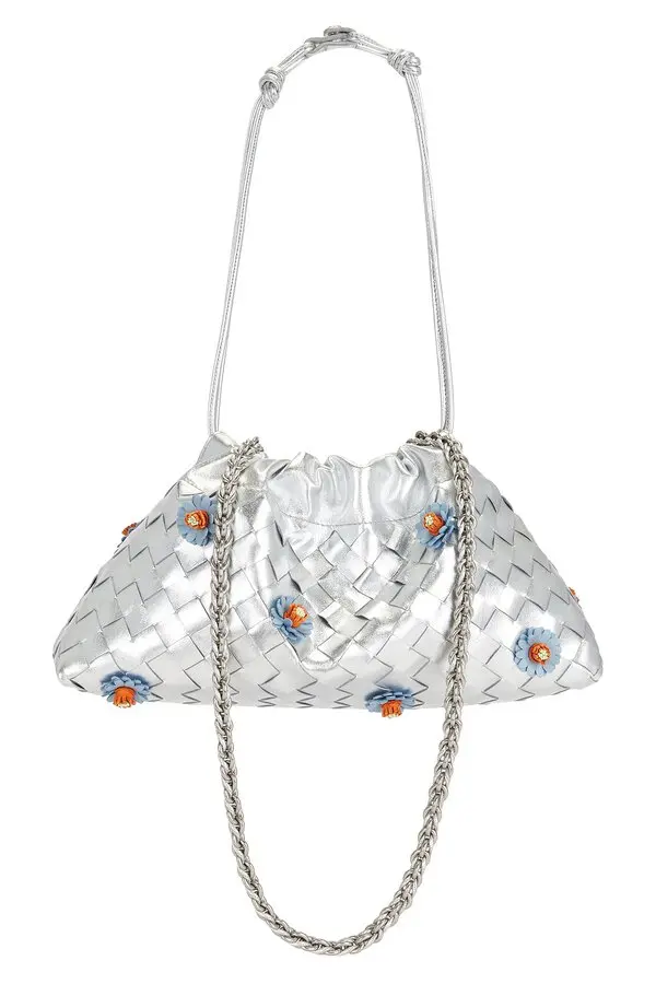 Bottega Veneta Notte Chain Bag - Silver Flowers Mix & Silver