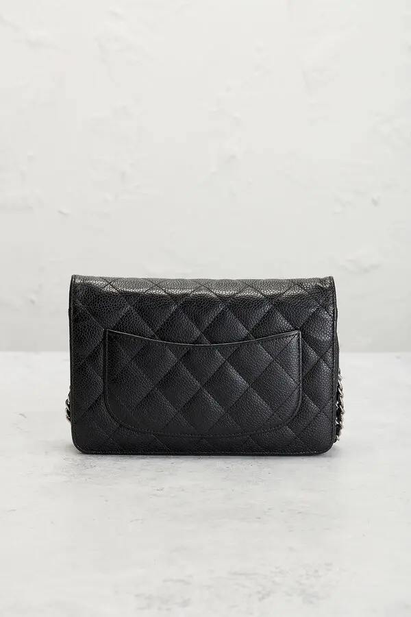 Chanel Caviar Wallet On Chain - Black
