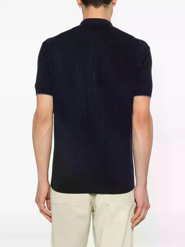 Brunello Cucinelli Ribbed Polo Shirt - Blue