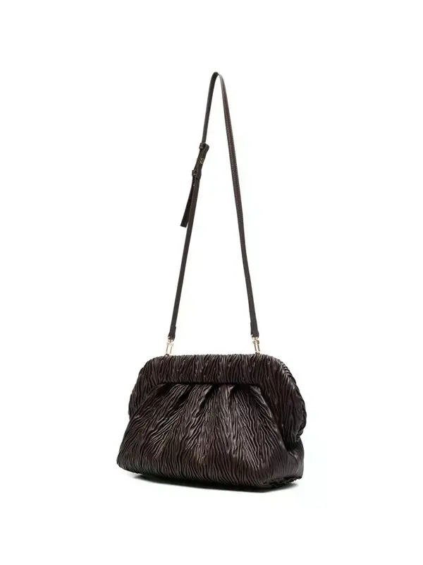THEMOIRE Bios Gathered Leather Clutch - Brown