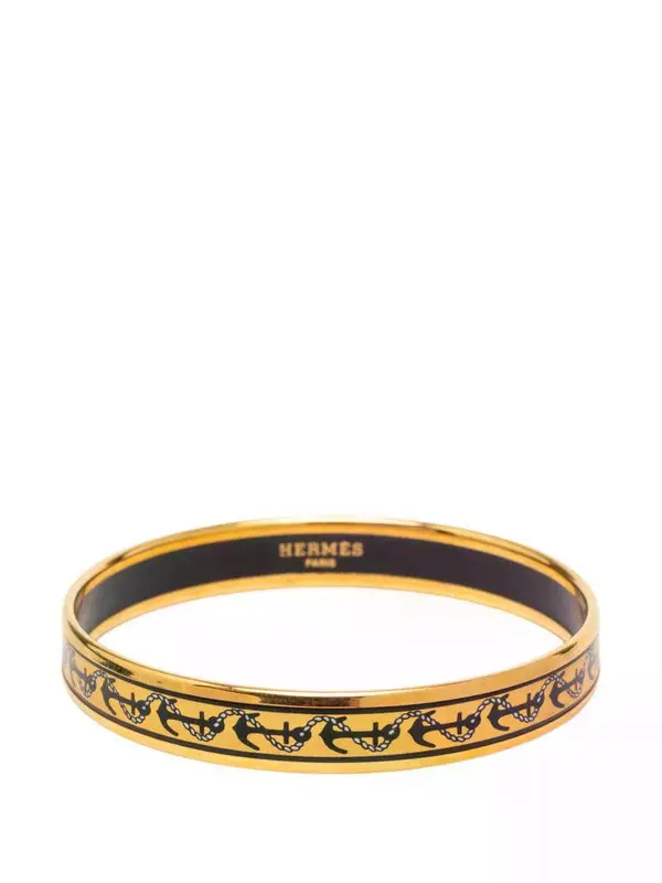 Hermès 20th Century Narrow Anchor Enamel Bangle 62 - Gold