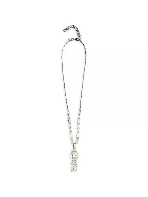 Alessandra Rich Crystal Fringe Necklace - Silver