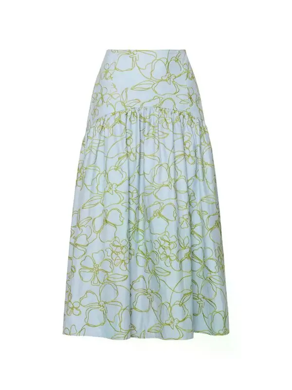 Cinq À Sept Zoanne Floral Midi Skirt - Blue