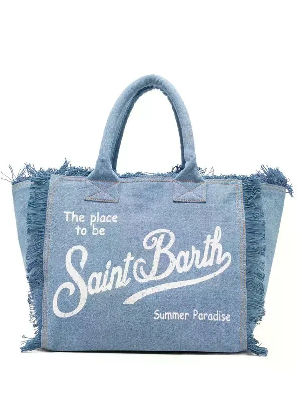 MC2 SAINT BARTH Frayed-detail Tote Bag - Blue