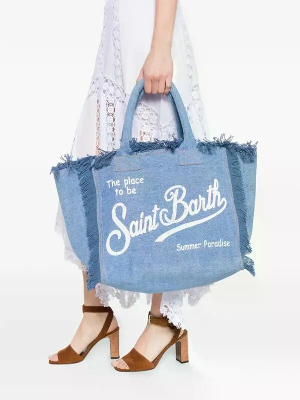 MC2 SAINT BARTH Frayed-detail Tote Bag - Blue