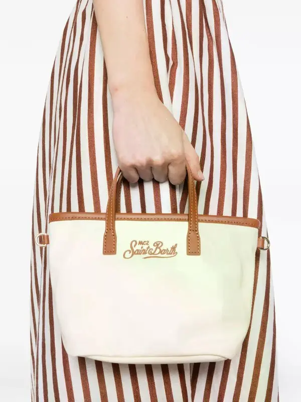MC2 SAINT BARTH Mini Logo-embroidered Tote Bag - Neutrals