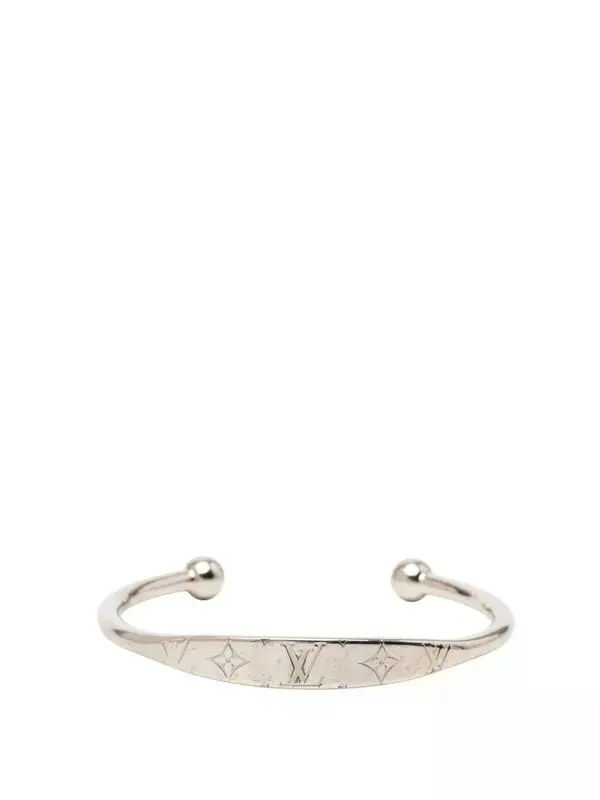 LOUIS VUITTON 2019 Palladium Plated Monogram Jonc Cuff Bracelet - Silver