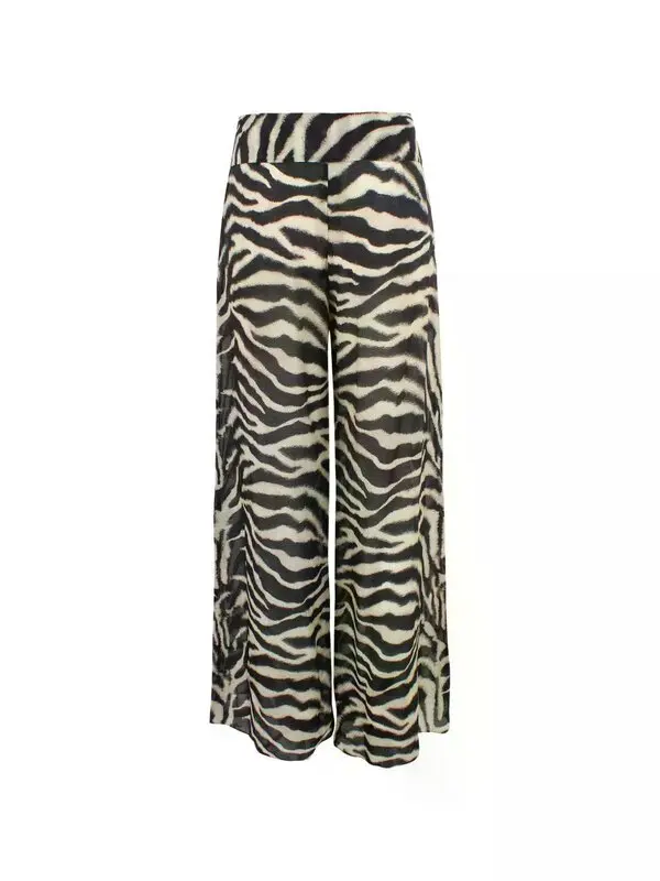 Ermanno Scervino Zebra-print Palazzo Pants - Black