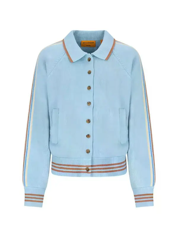 Guest In Residence Striped Button Cardigan