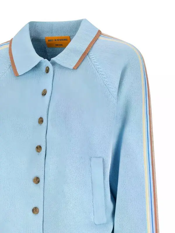 Guest In Residence Striped Button Cardigan