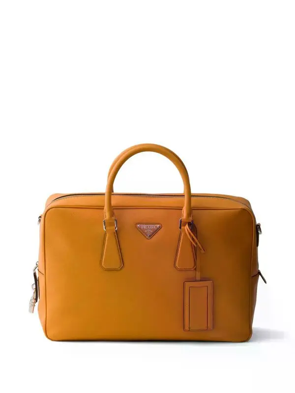 Prada Saffiano Leather Work Bag - Orange