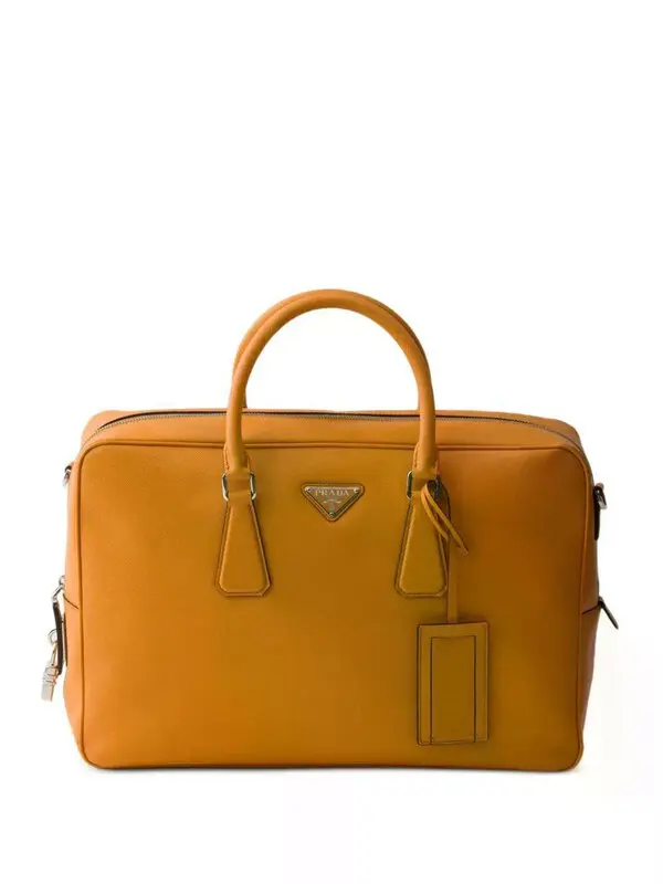 Prada Saffiano Leather Work Bag - Orange