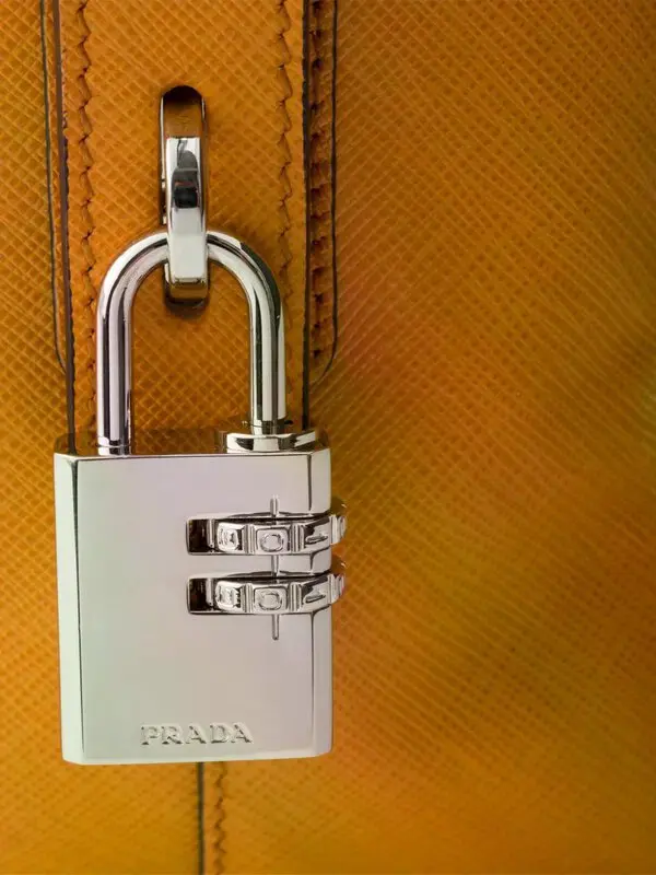 Prada Saffiano Leather Work Bag With Detachable Shoulder Strap - Orange