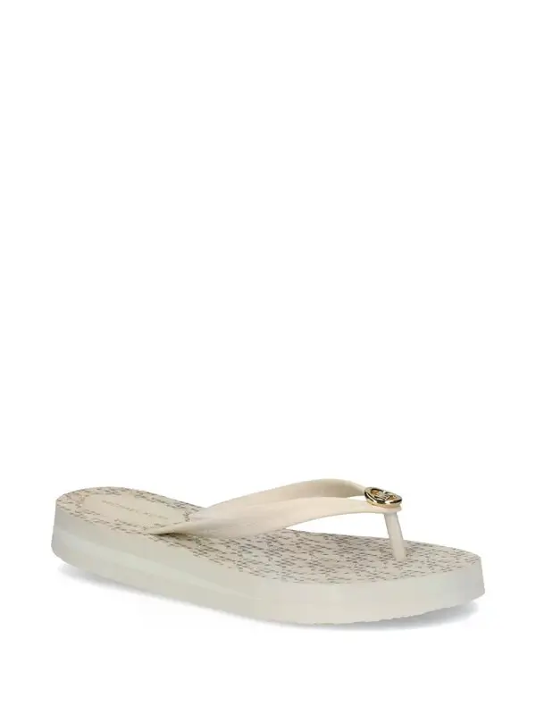Michael Kors Posie Logo Charm Flip Flops - Neutrals