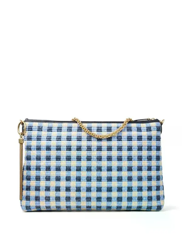 JIMMY CHOO Callie Maxi Check Chain Shoulder Bag - Blue
