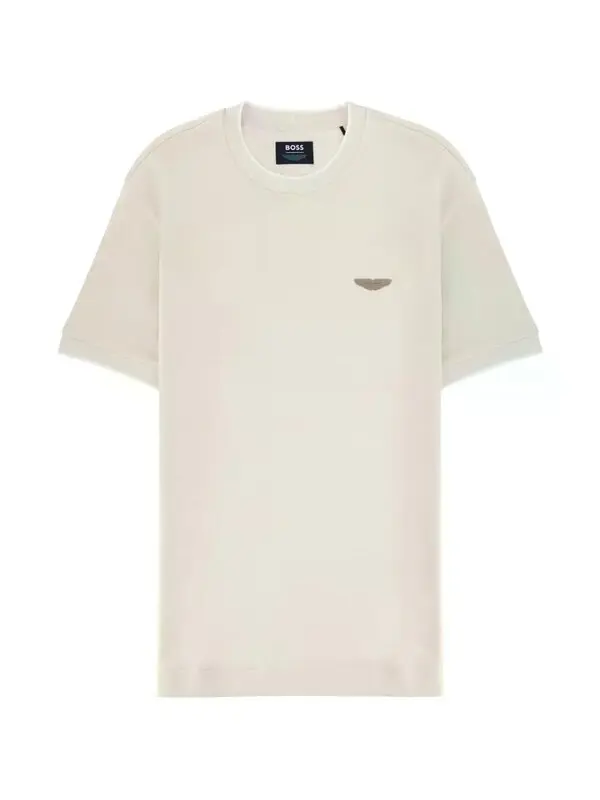 BOSS X Aston Martin Crewneck Wool-cotton Jacquard T-shirt - Neutrals