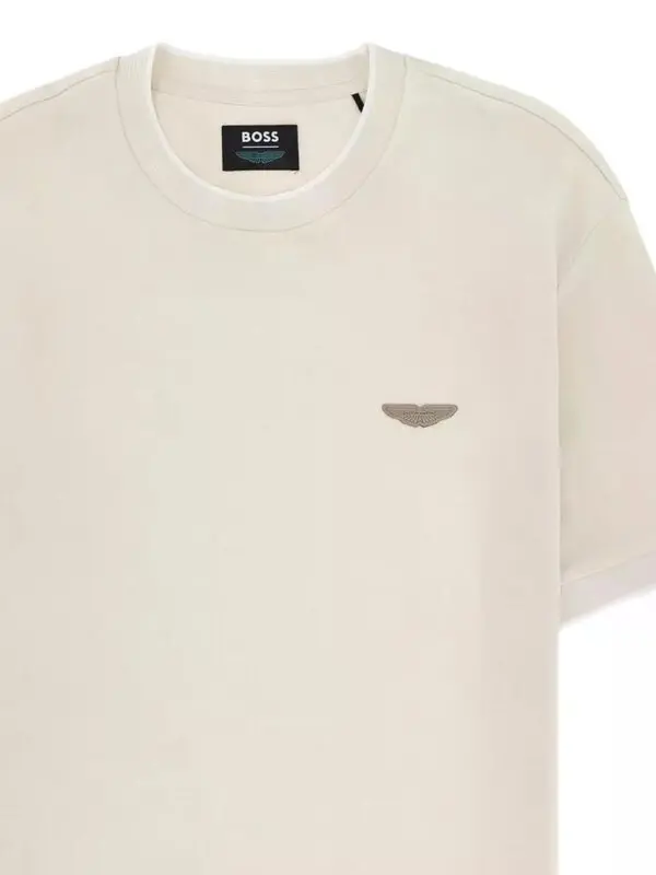 BOSS X Aston Martin Crewneck Wool-cotton Jacquard T-shirt - Neutrals