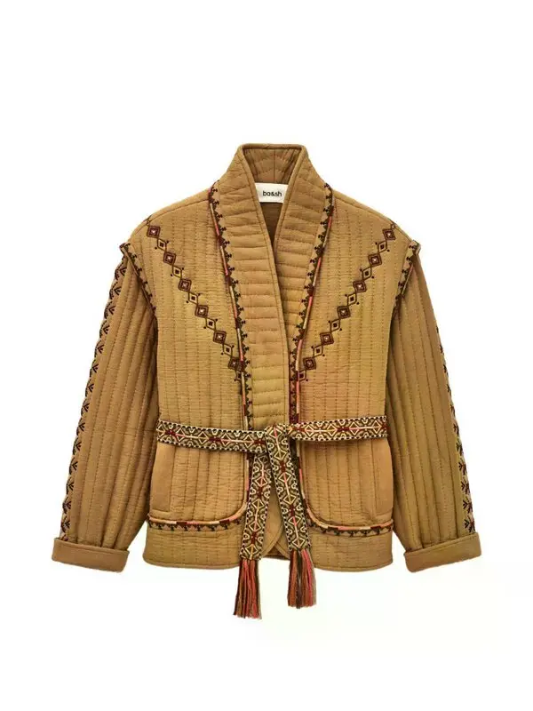 Ba&sh Embroidered Quilted Jacket - Brown