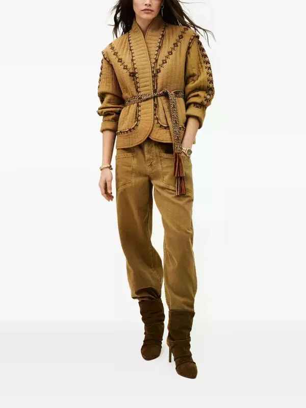 Ba&sh Embroidered Quilted Jacket - Brown