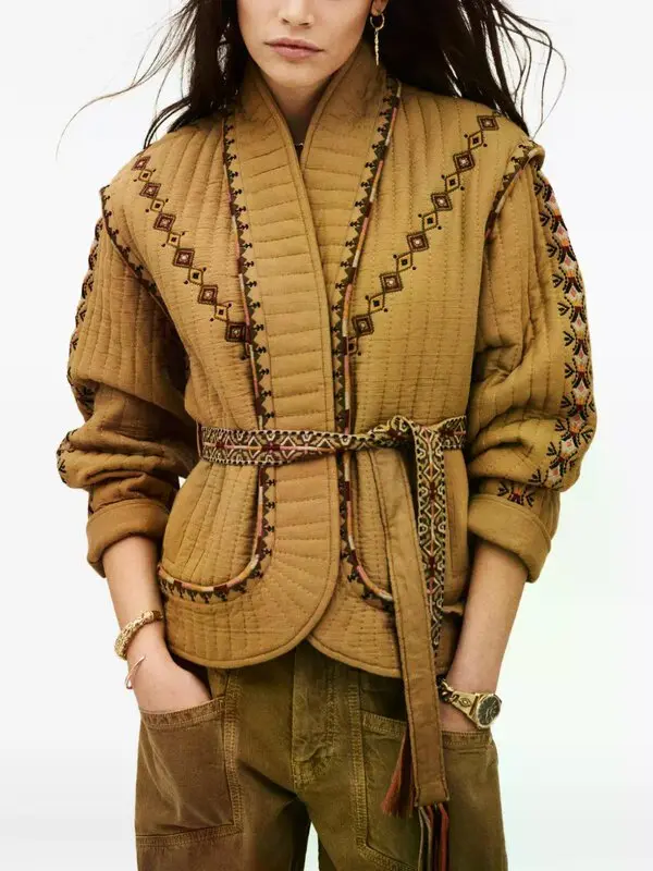 Ba&sh Embroidered Quilted Jacket - Brown