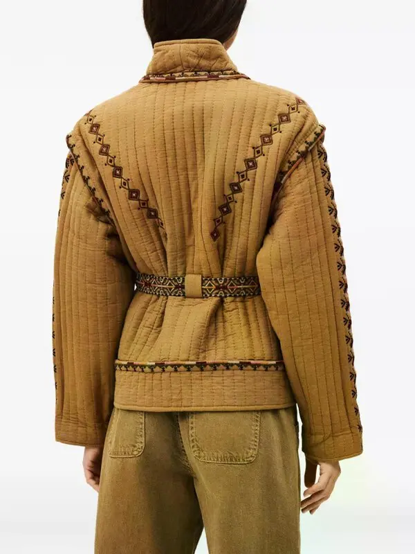 Ba&sh Embroidered Quilted Jacket - Brown
