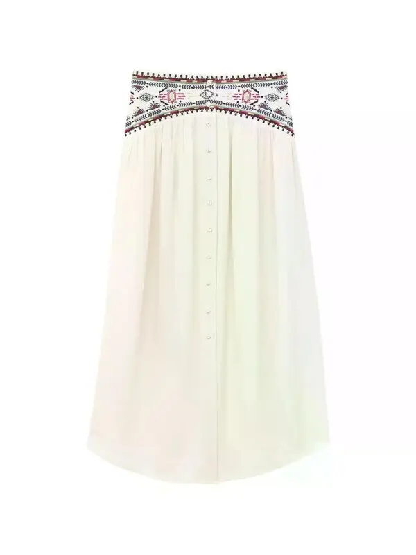 Ba&sh Tilana Embroidered Buttoned Skirt - Neutrals