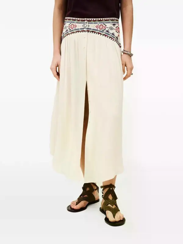 Ba&sh Tilana Embroidered Buttoned Skirt - Neutrals