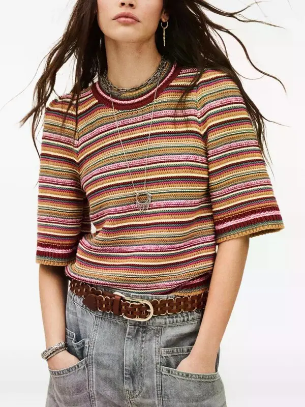 Ba&sh Striped Knitted T-shirt